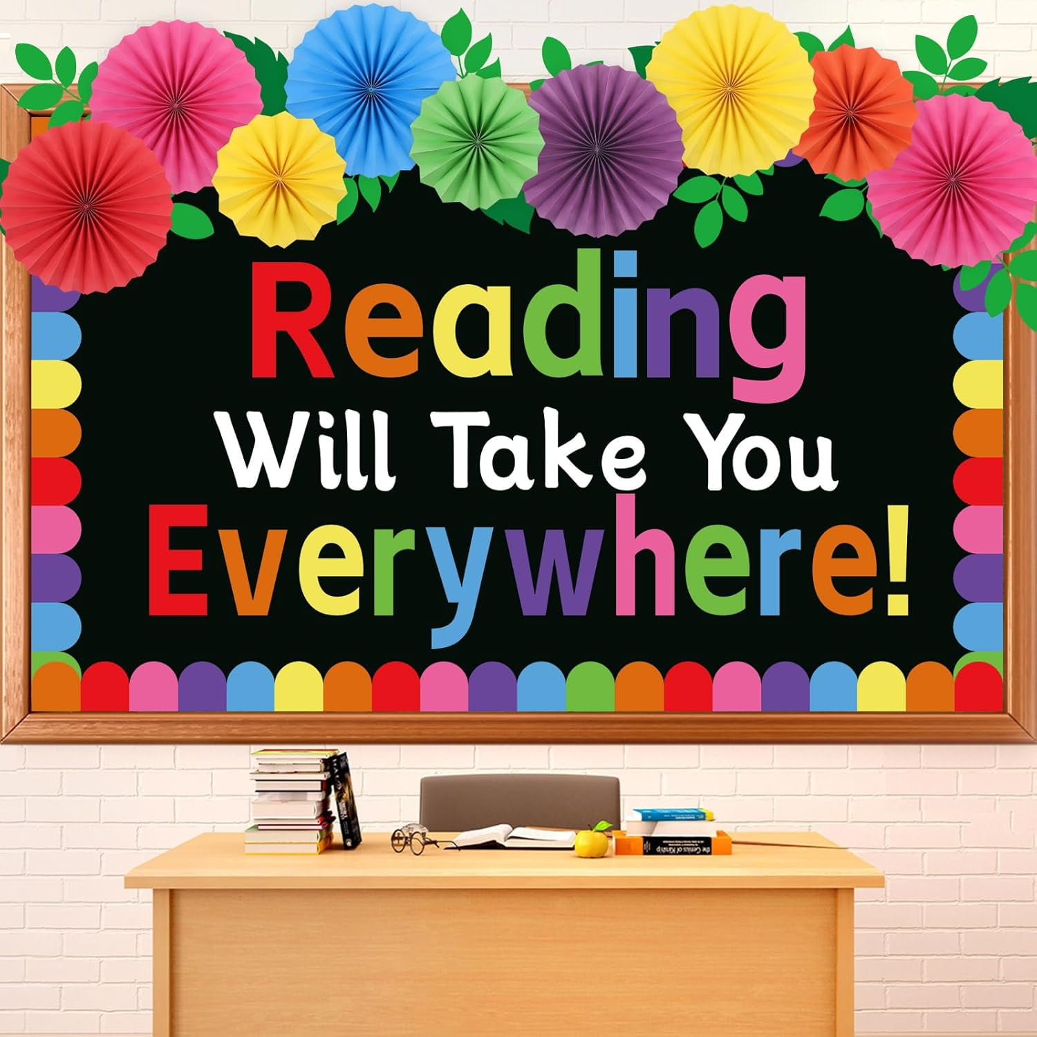 Classroom Bulletin Board Set with 3D Paper Fans Inspirational Reading ...