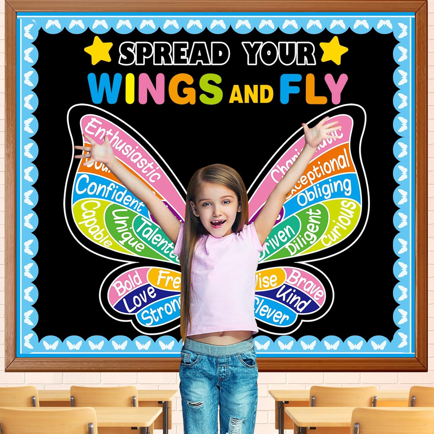 Classroom Butterfly Wings Bulletin Board Set Butterfly Motivational ...