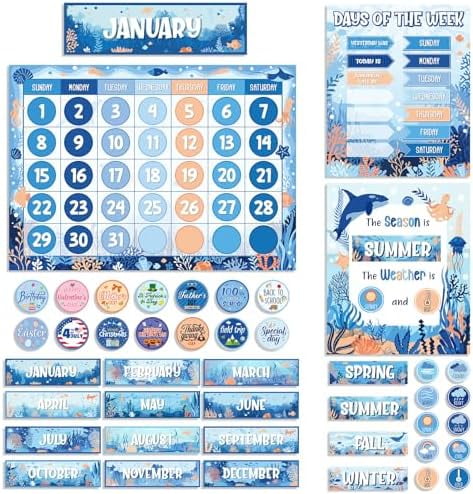 Classroom Calendar Bulletin Board Set Calendar Seasons Weather Week ...