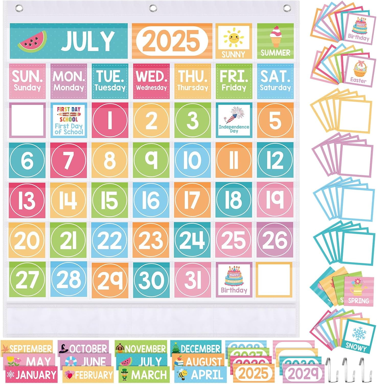 Classroom Calendar Pocket Chart Set Calendar Bulletin Board Set with ...