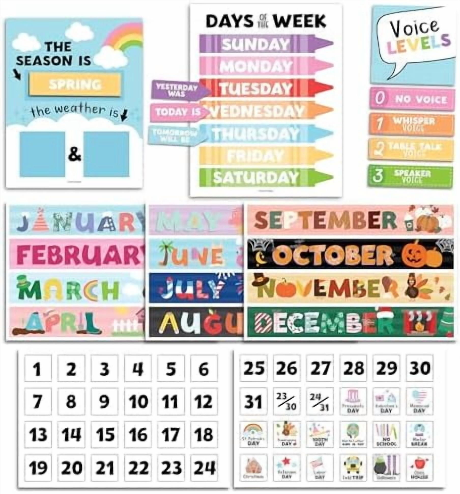 Classroom Calendar Set Bulletin Board Decor – School Calendar For ...