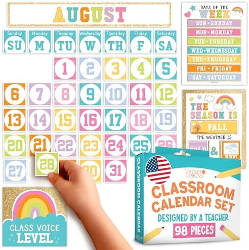 Classroom Calendar Set Bulletin Board Decor – School Calendar For ...