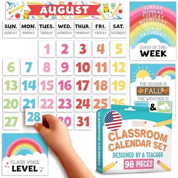 Classroom Calendar Set Bulletin Board Decor – School Calendar For ...