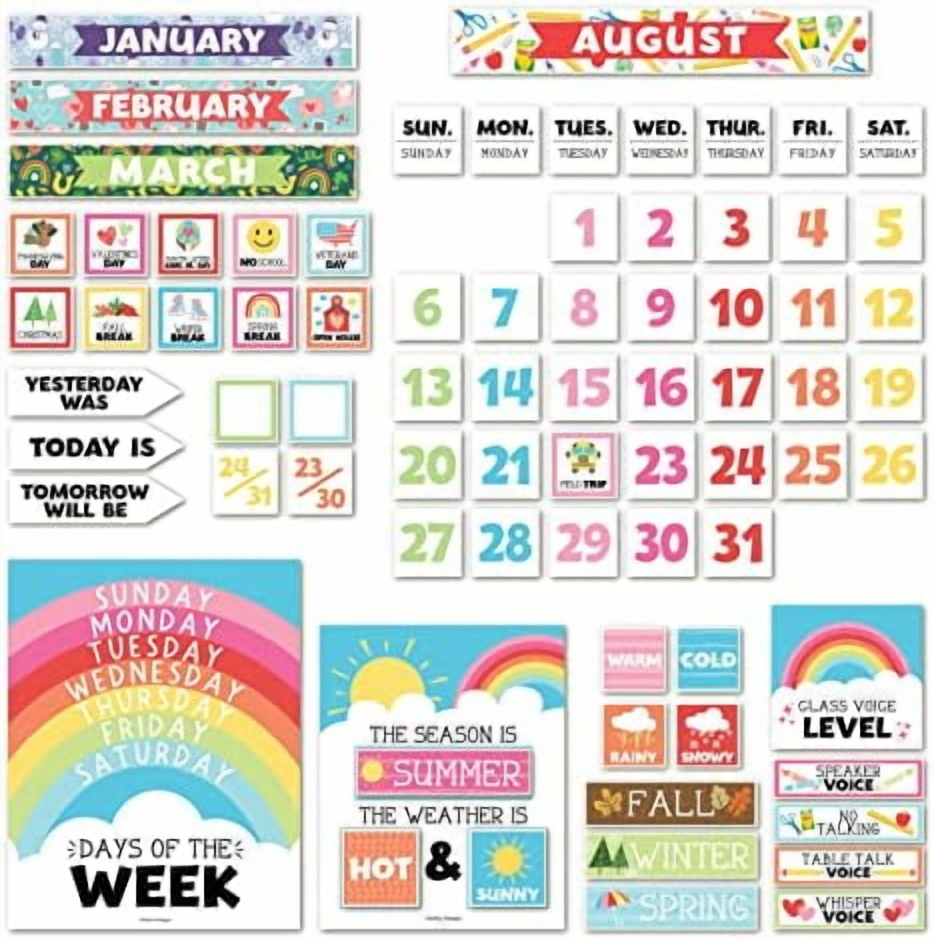 Classroom Calendar Set Bulletin Board Decor – School Calendar For ...