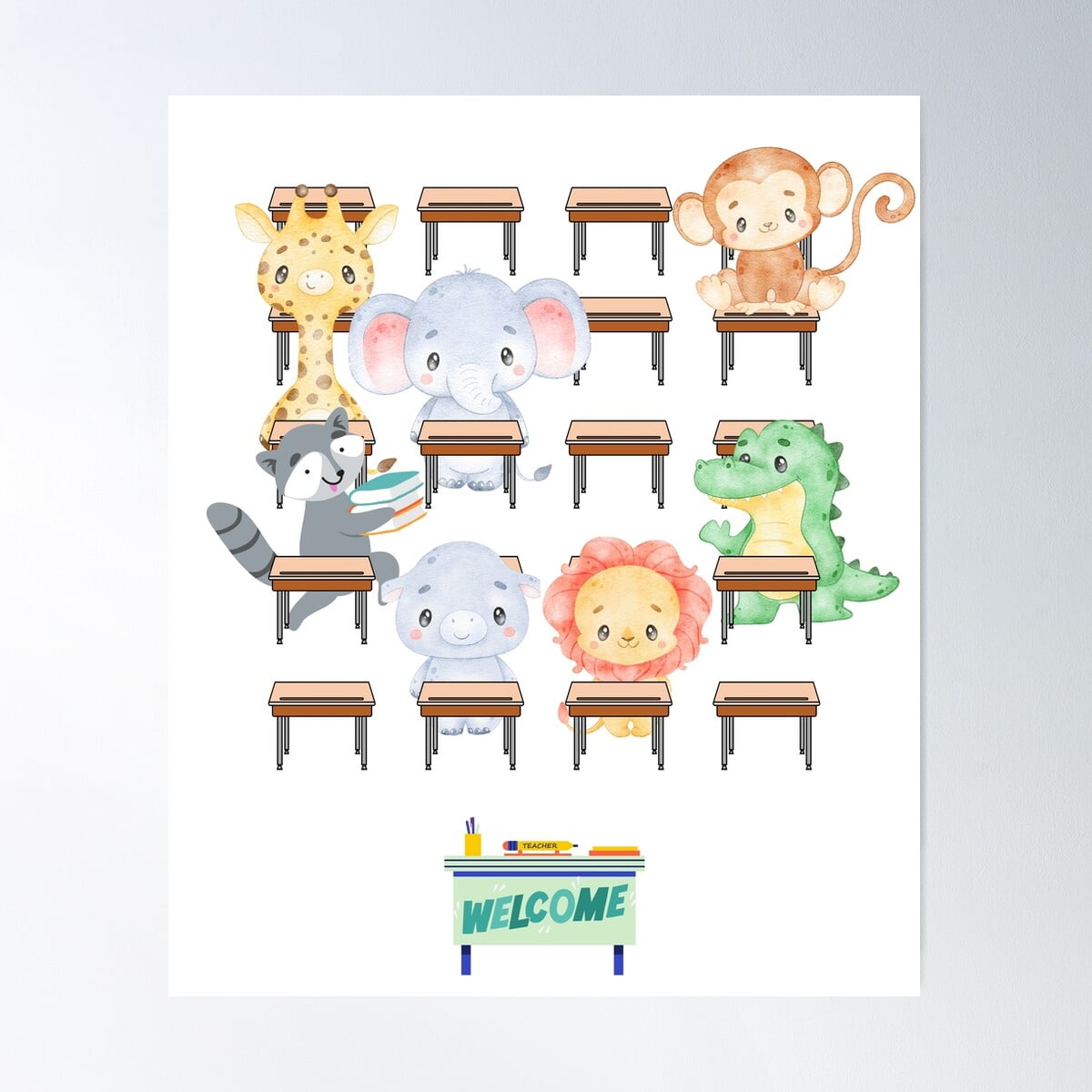 Classroom For Cute Animals, Animal Planet. Monkeys, Elephants, Lacoons ...