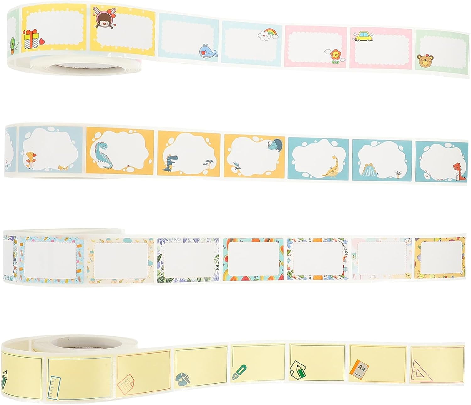 Classroom Decor 4 Rolls of Cartoon Name Tag Stickers Sticky Name Tag ...