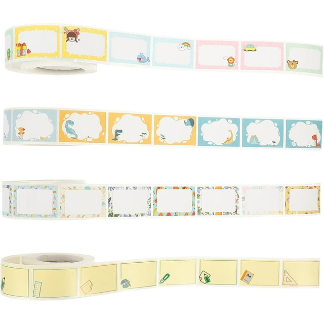 Classroom Decor 4 Rolls of Cartoon Name Tag Stickers Sticky Name Tag ...