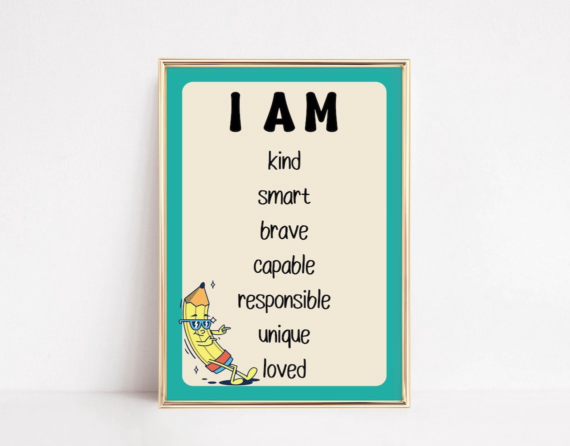 Classroom Decor Affirmation Wall For Art Positive I Am Poster, Unframed ...
