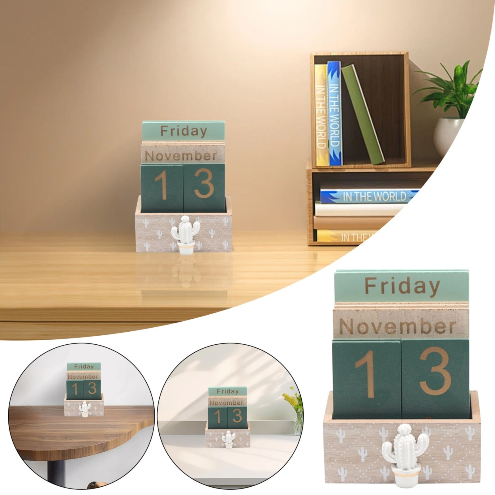 Classroom Decor, Tyeign Wooden Flip Desk Calendar Perpetual Plank Table ...