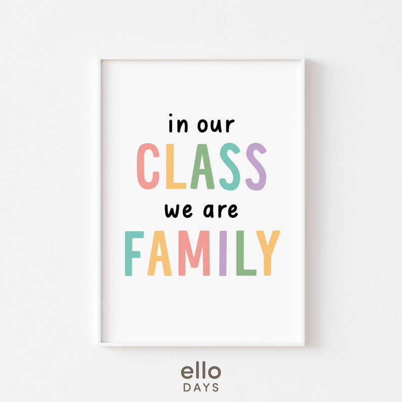 Classroom Family Poster | In Our Class We Are Family | Preschool or ...