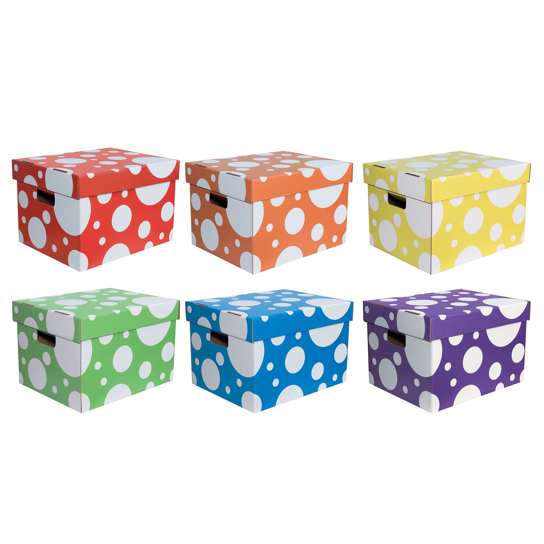 Classroom Keepers Storage Totes, 6 Assorted Polka Dot Colors, 10-1/8"H ...