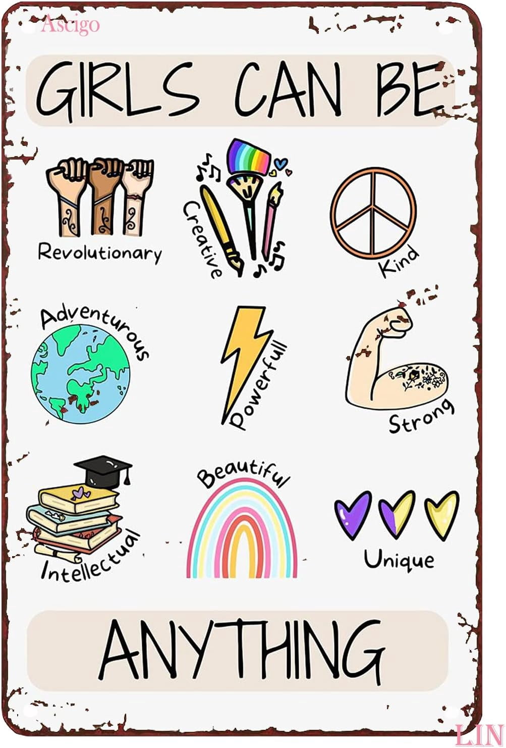 Classroom Metal Sign Girls Can Be Anything Poster Feminist Gift Poster ...