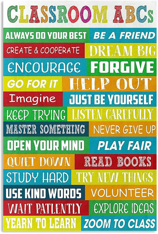 Classroom Metal Signs Classroom Abcs Retro Posters Room Decor Home ...