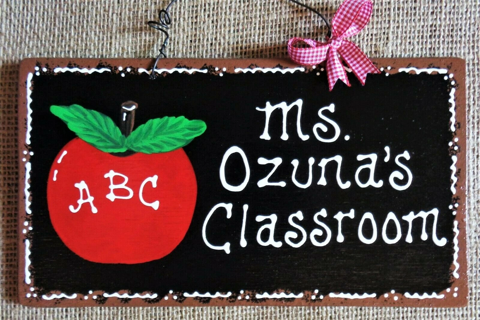 Classroom Personalize Name Teacher Apple Sign Wall Art Door Class ...