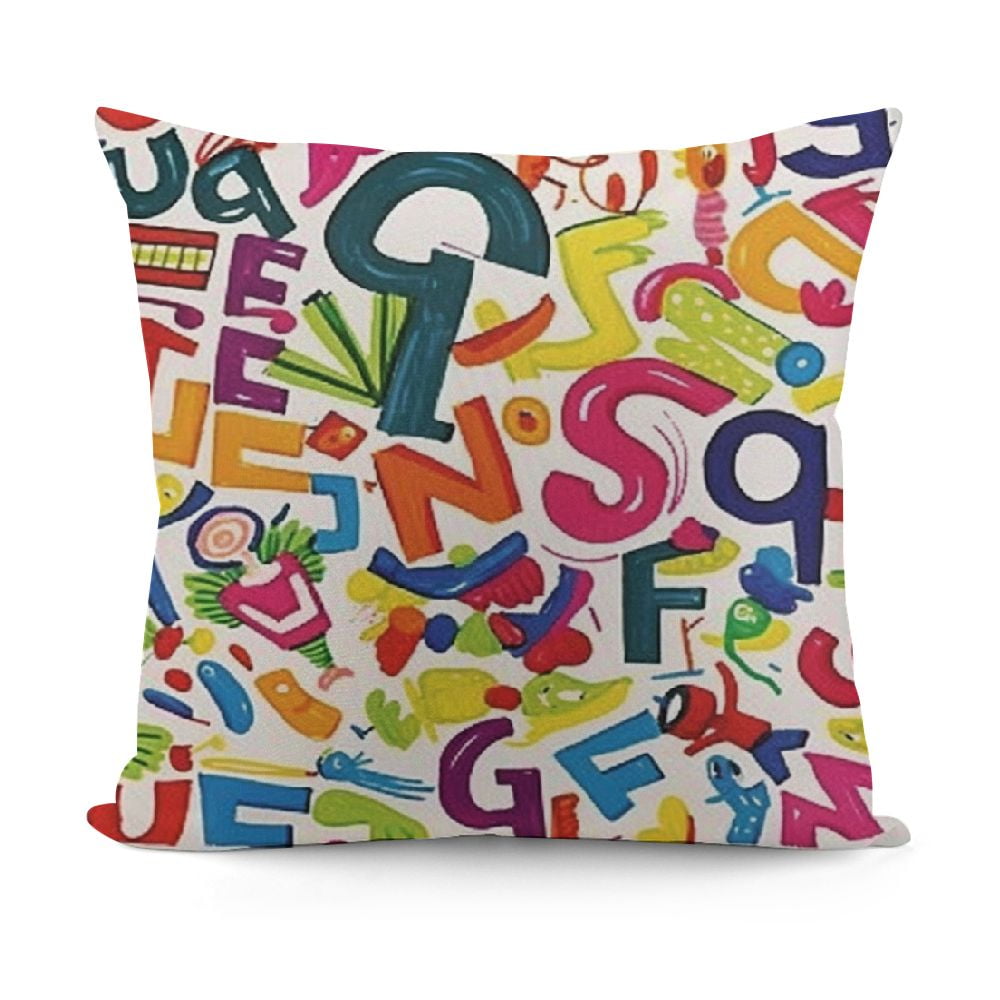 Classroom Pillow Cover for Kids Colorful Rainbow ABC Letters English ...