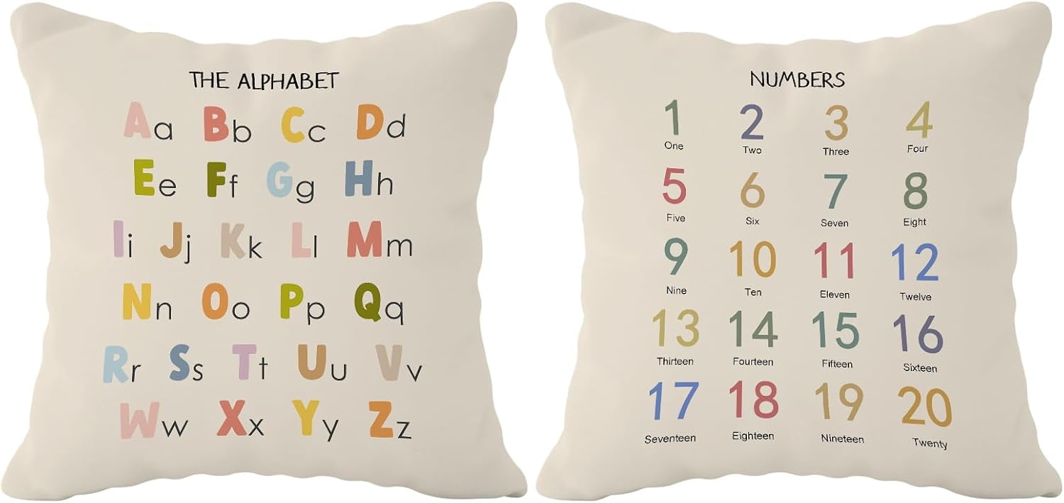 Classroom Pillow Covers 18x18 Inch Set of 2, Reading Nook Decor Pillow ...
