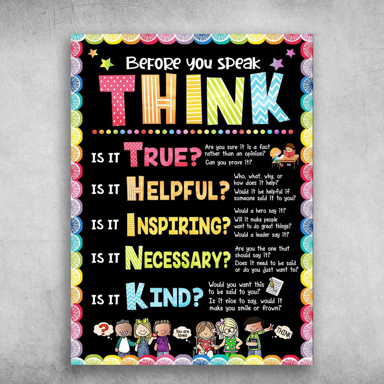 Classroom Poster, Before You Speak, Think Is It Trues, Is It Helpful ...