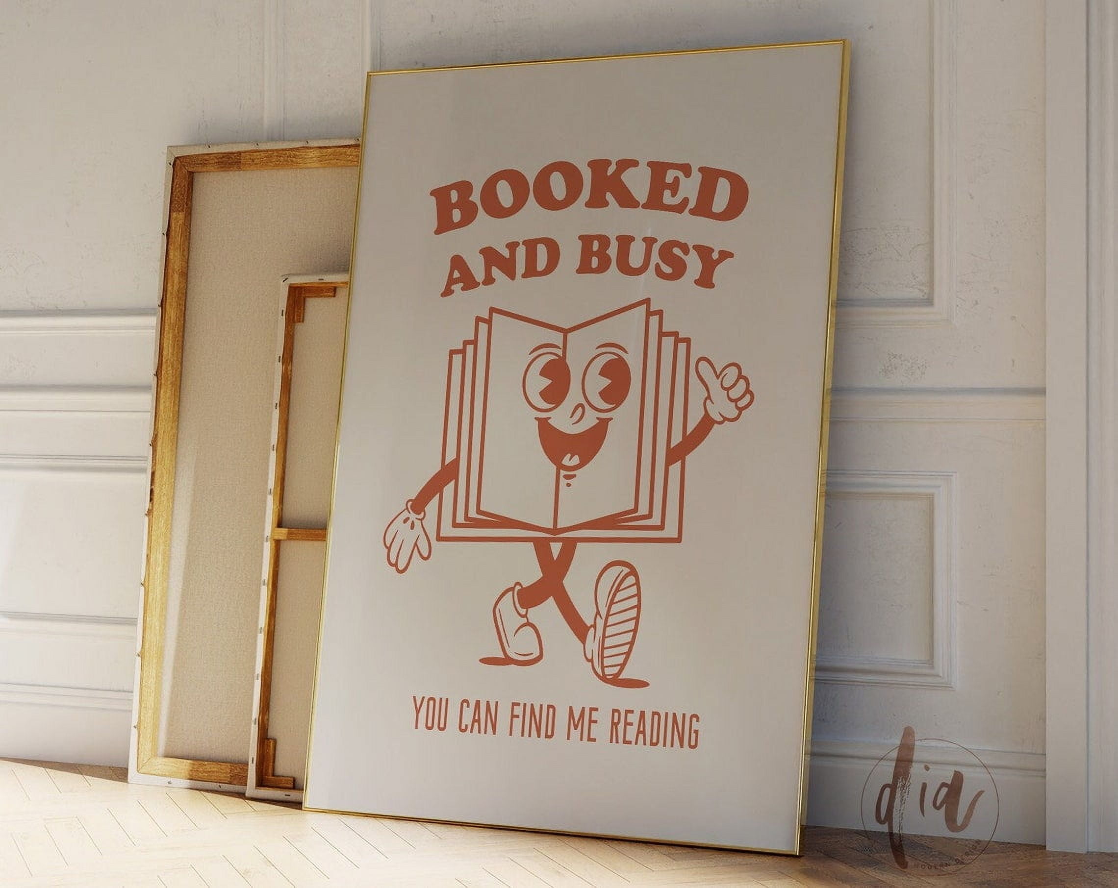 Classroom Poster, Reading Wall Art Print, Retro Book Mascot Character ...