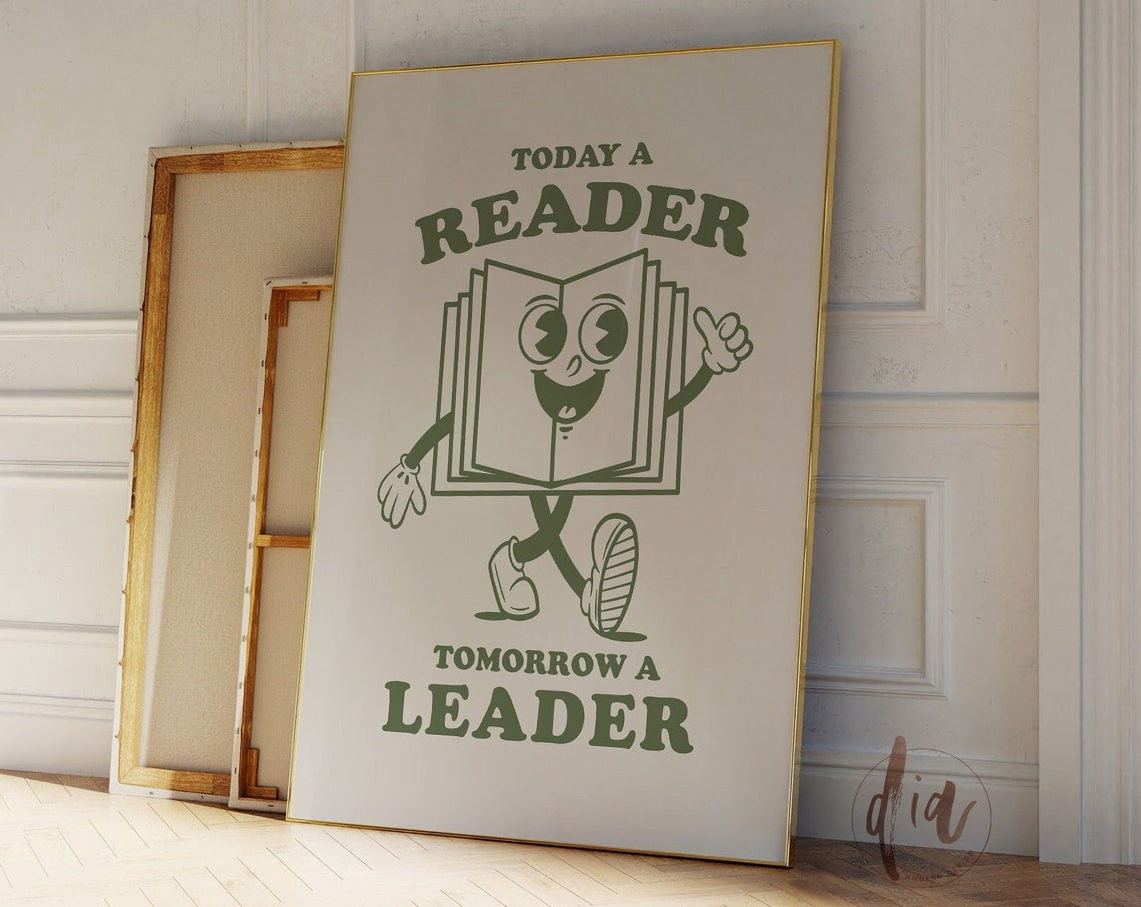 Classroom Poster, Reading Wall Art, Retro Book Mascot Character Cartoon ...