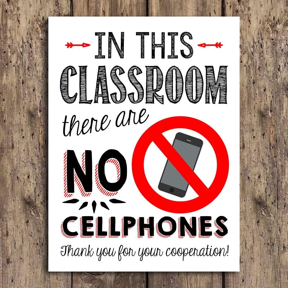 Classroom Poster Teacher Rules Classroom Sign No Cell Phone Cell Free ...