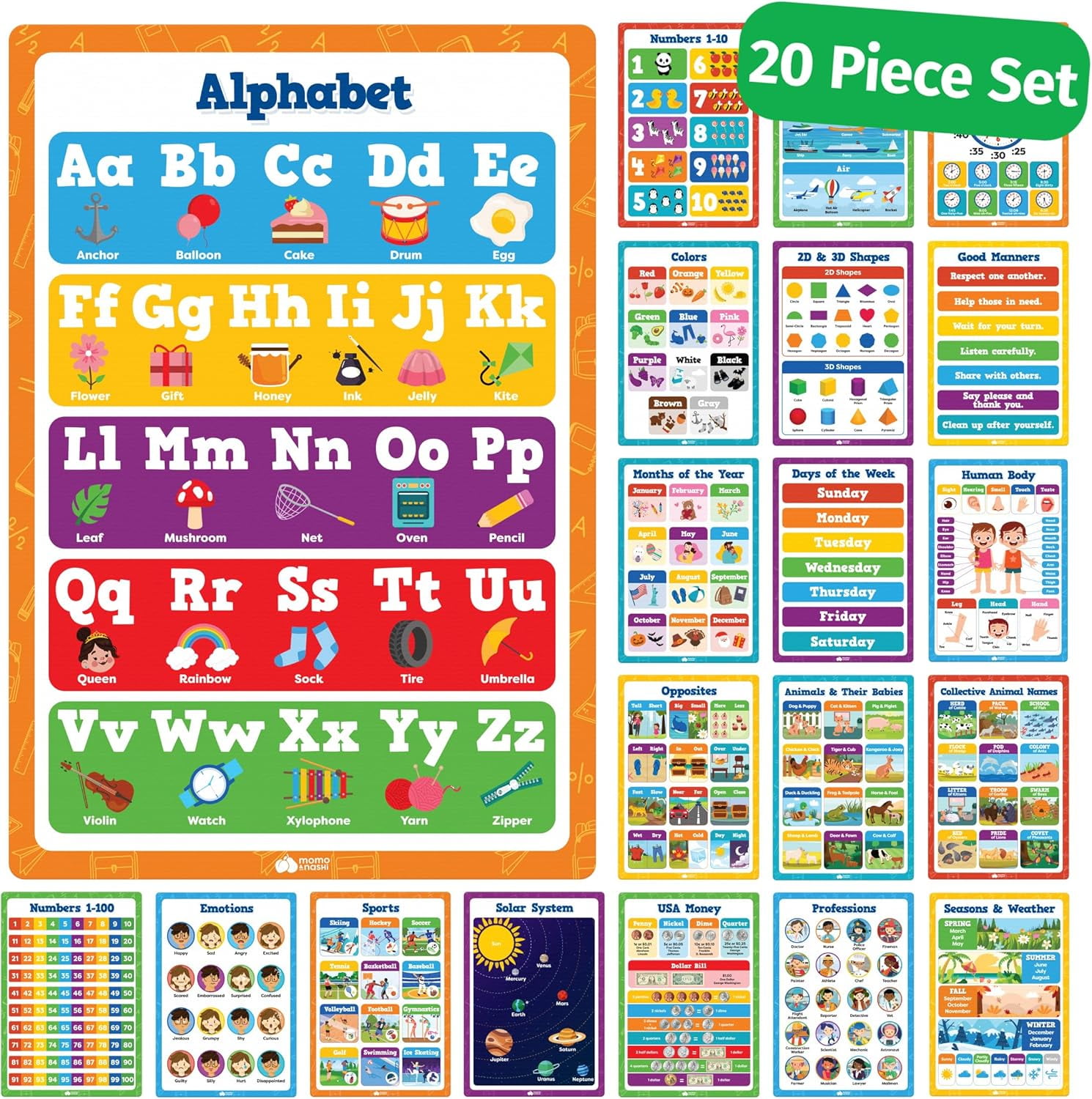 Classroom Posters - 20pcs Set 16” x 11” Educational Posters - Classroom ...