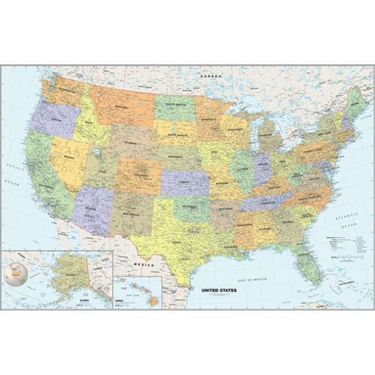Classroom Pull Down Classic USA Wall Map - Walmart.com