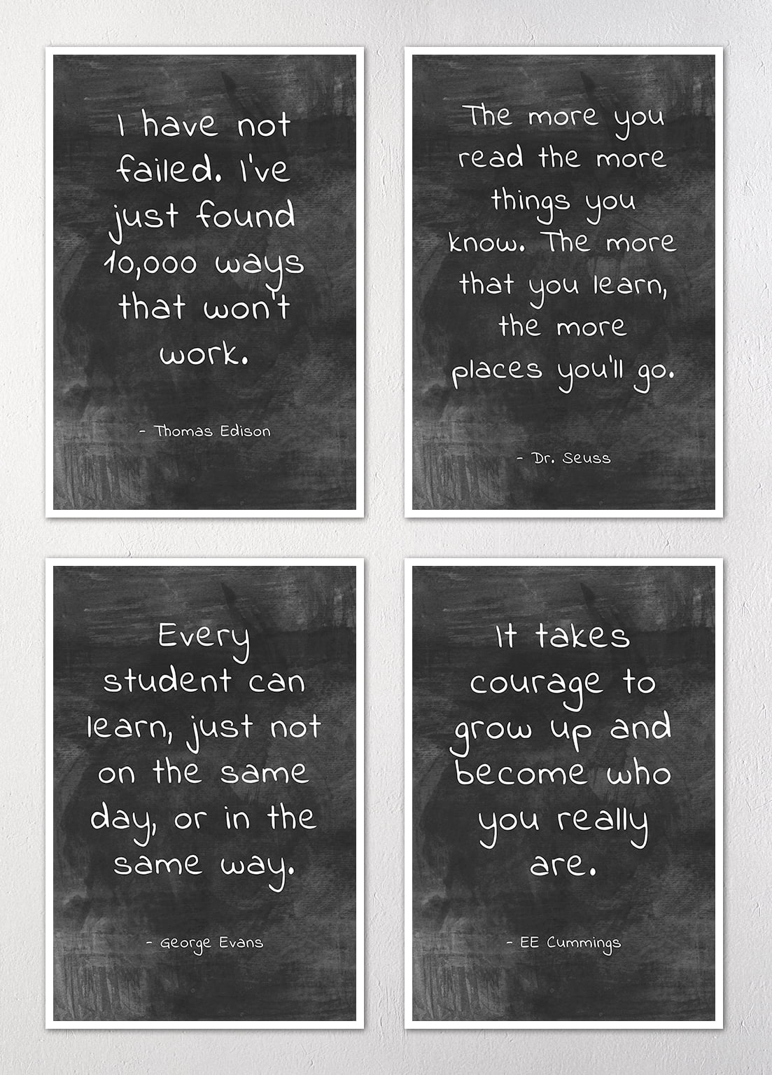 Classroom Quotes and Sayings Posters - Set of Four 12x18 Prints - Great ...