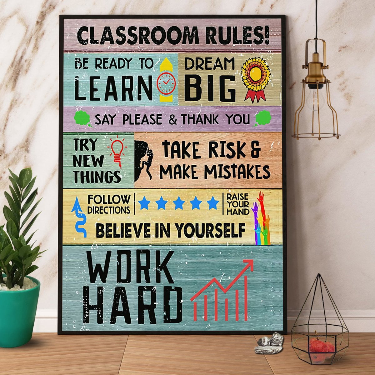Classroom Rules Believe In Yourself Work Hard Paper Poster No Frame ...