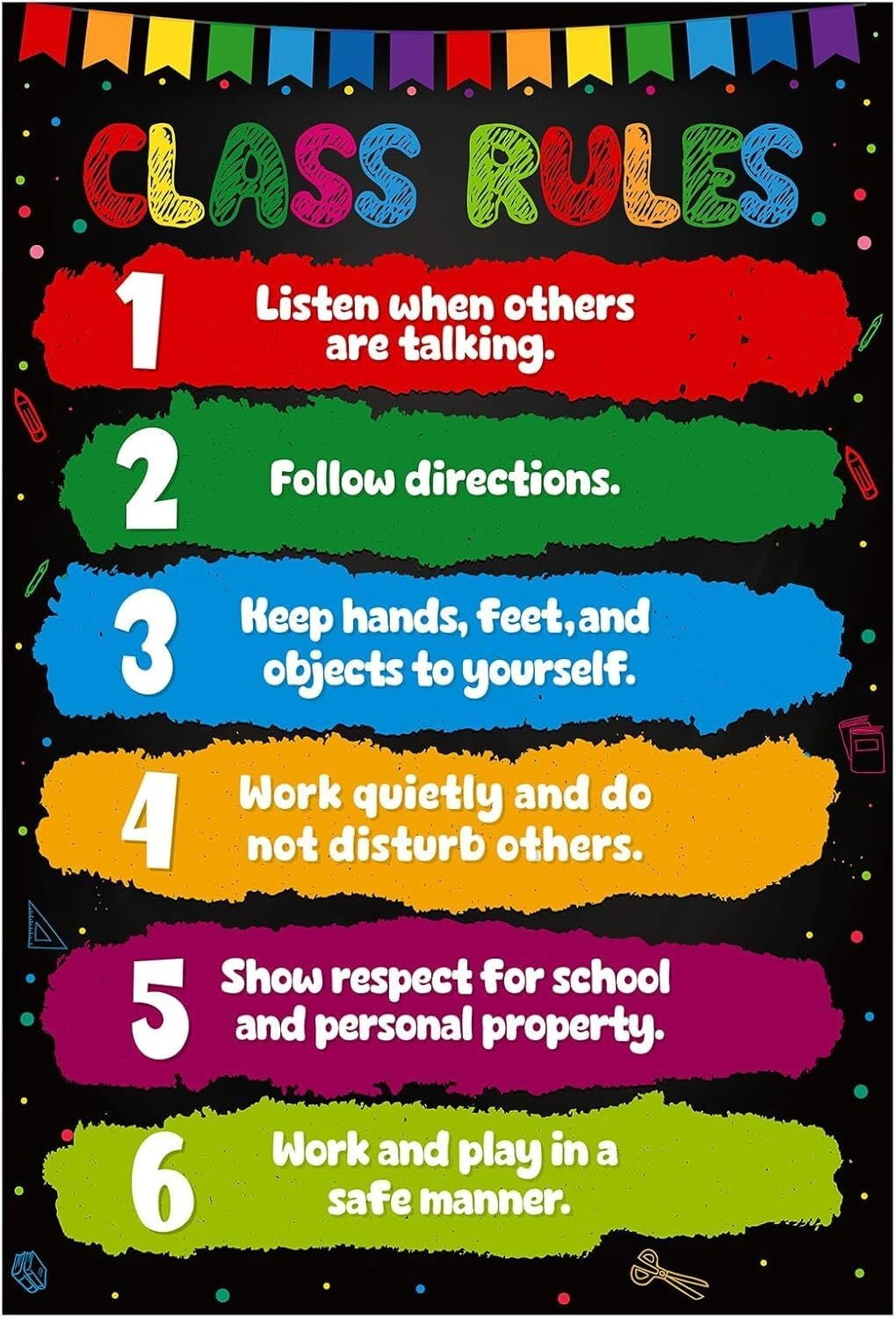 Classroom Rules Class Educational Posters for Decorations Elementary ...