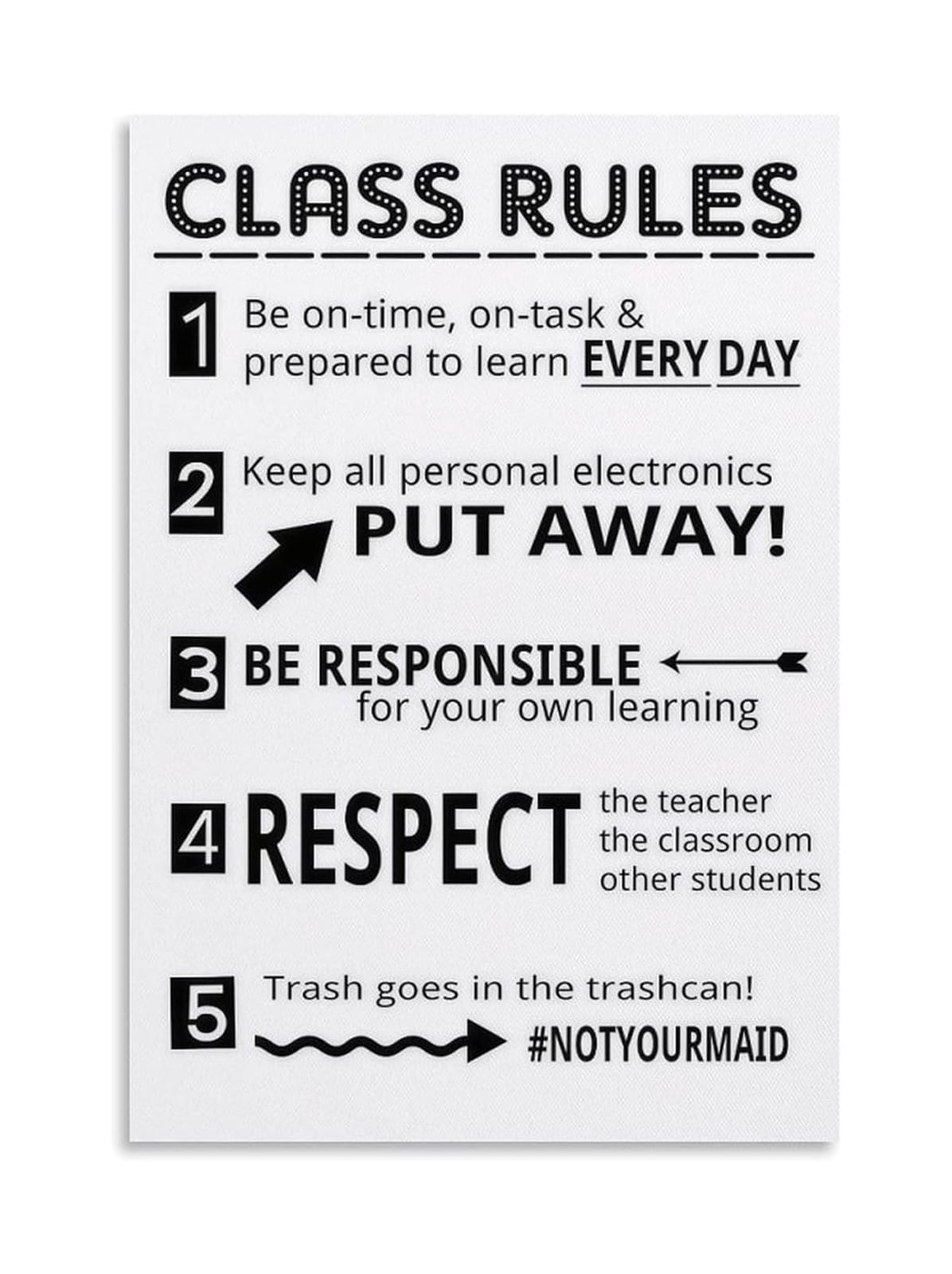 Classroom Rules Expectations Poster for Middle School Educational Wall ...