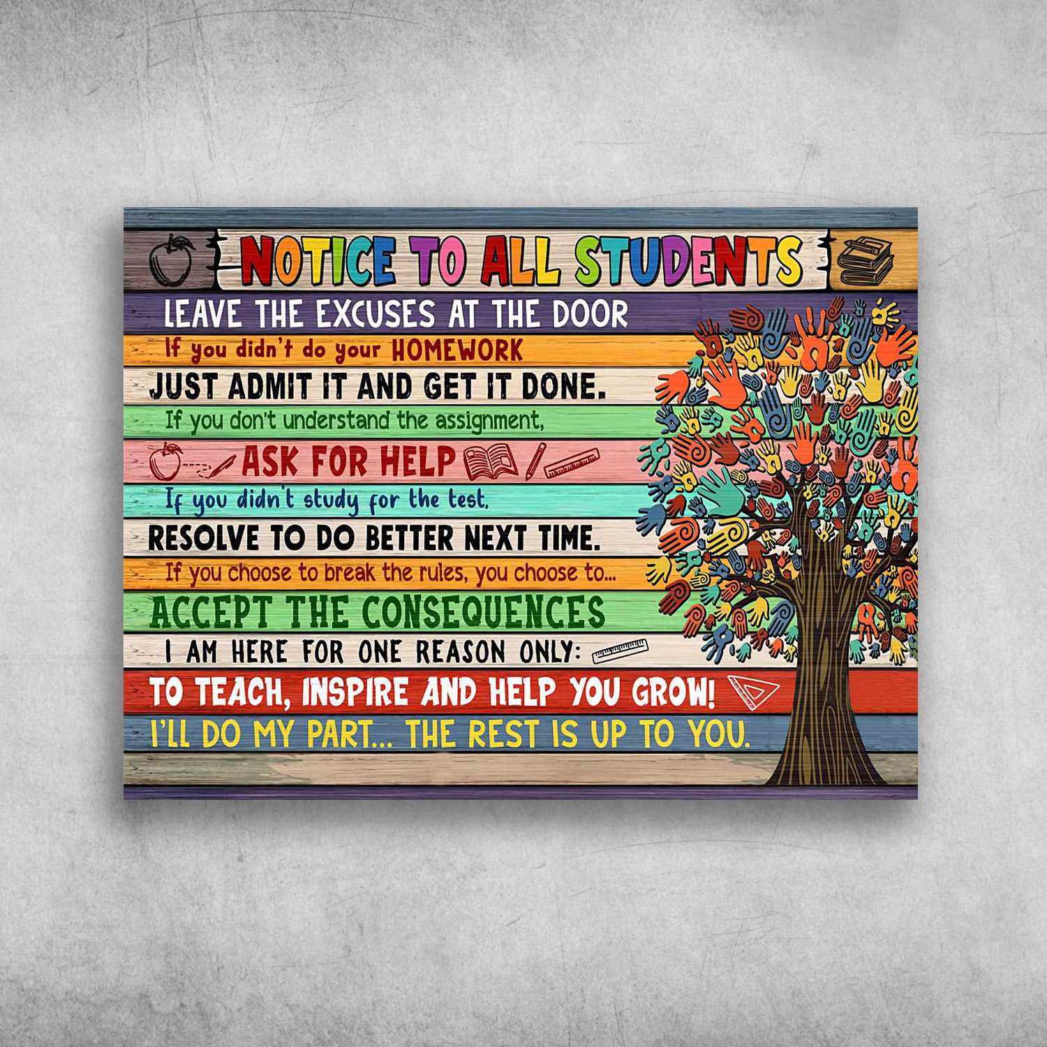 Classroom Rules - Notice To All Students, Leave The Excuses At The Door ...