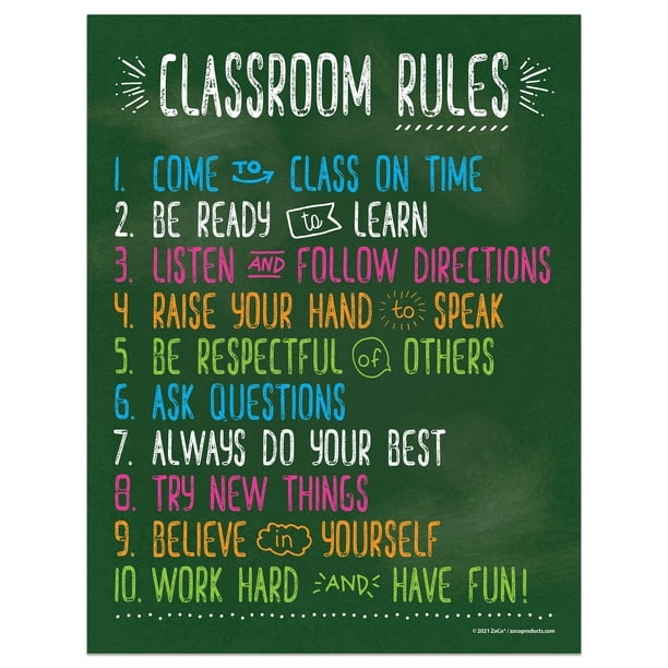 Classroom Rules Poster - 17"x22" - Laminated - Walmart Business Supplies
