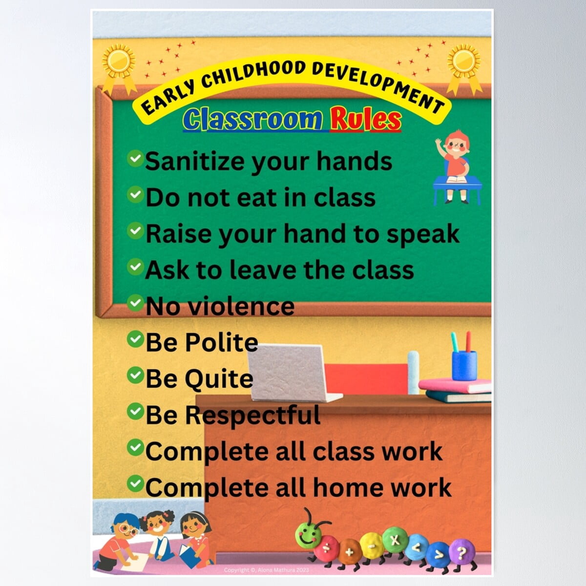 Classroom Rules Poster/Chart For Early Childhood Development Phase ...