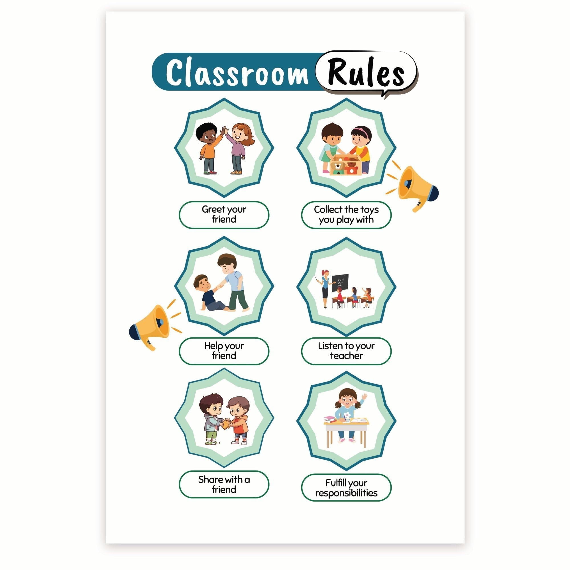 Classroom Rules Poster - Classroom Guidelines Print - Behavior ...