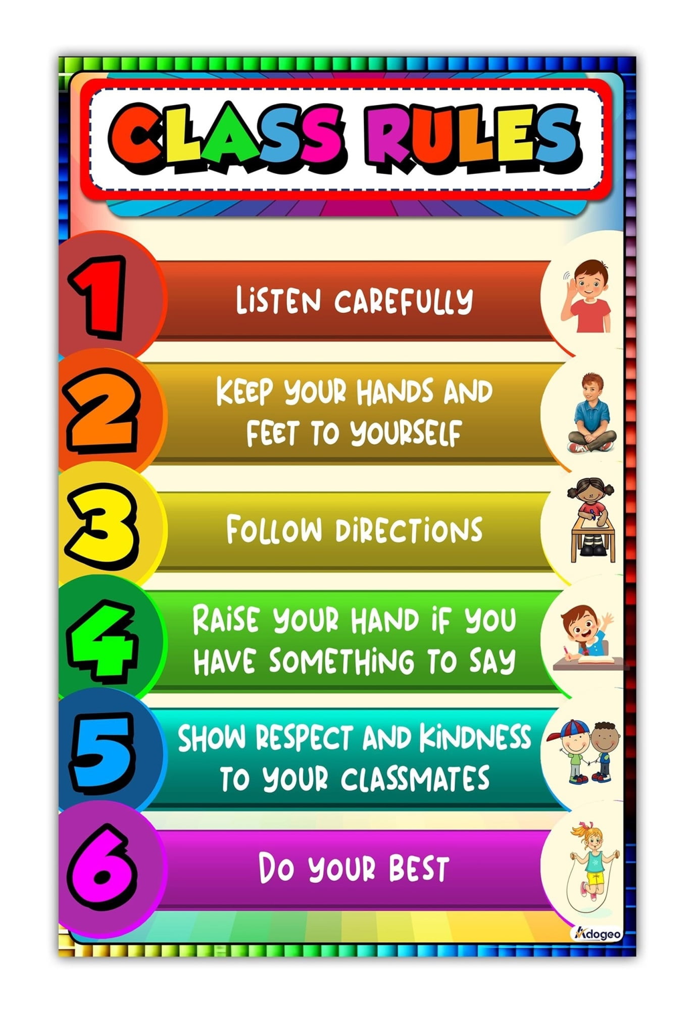 Classroom Rules Poster - Display of Class Guidelines for Elementary ...