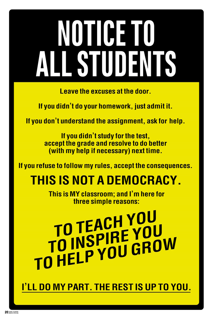 Classroom Rules Poster High School Supplies For Teachers Yellow Notice ...