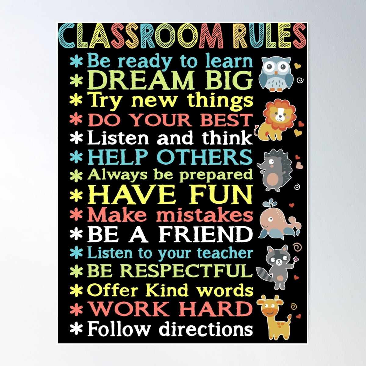 Classroom Rules Poster Wall Art, Modern Wall Decor For Living Room ...