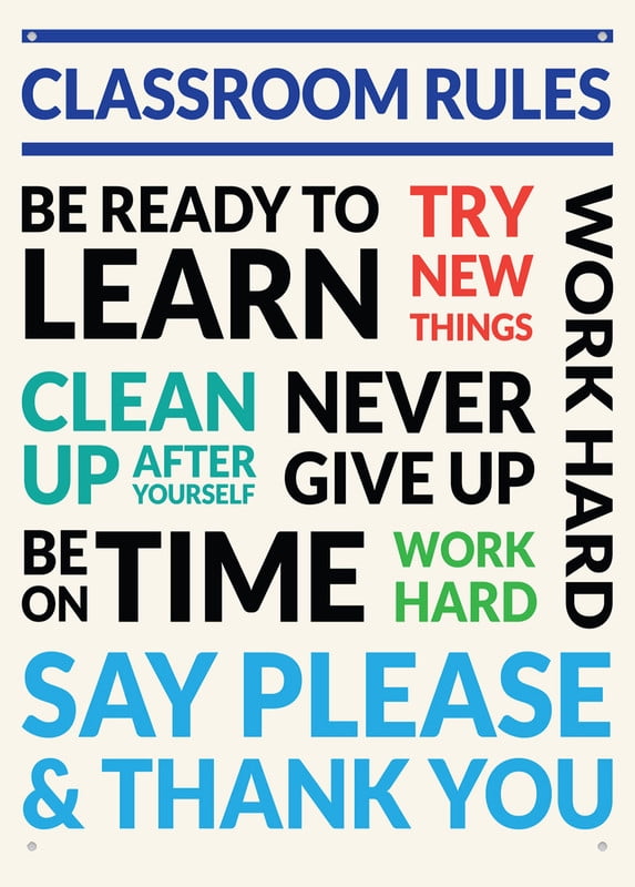 Classroom Rules Poster Warning Tin Sign Home Kitchen Farm Garden Garage ...