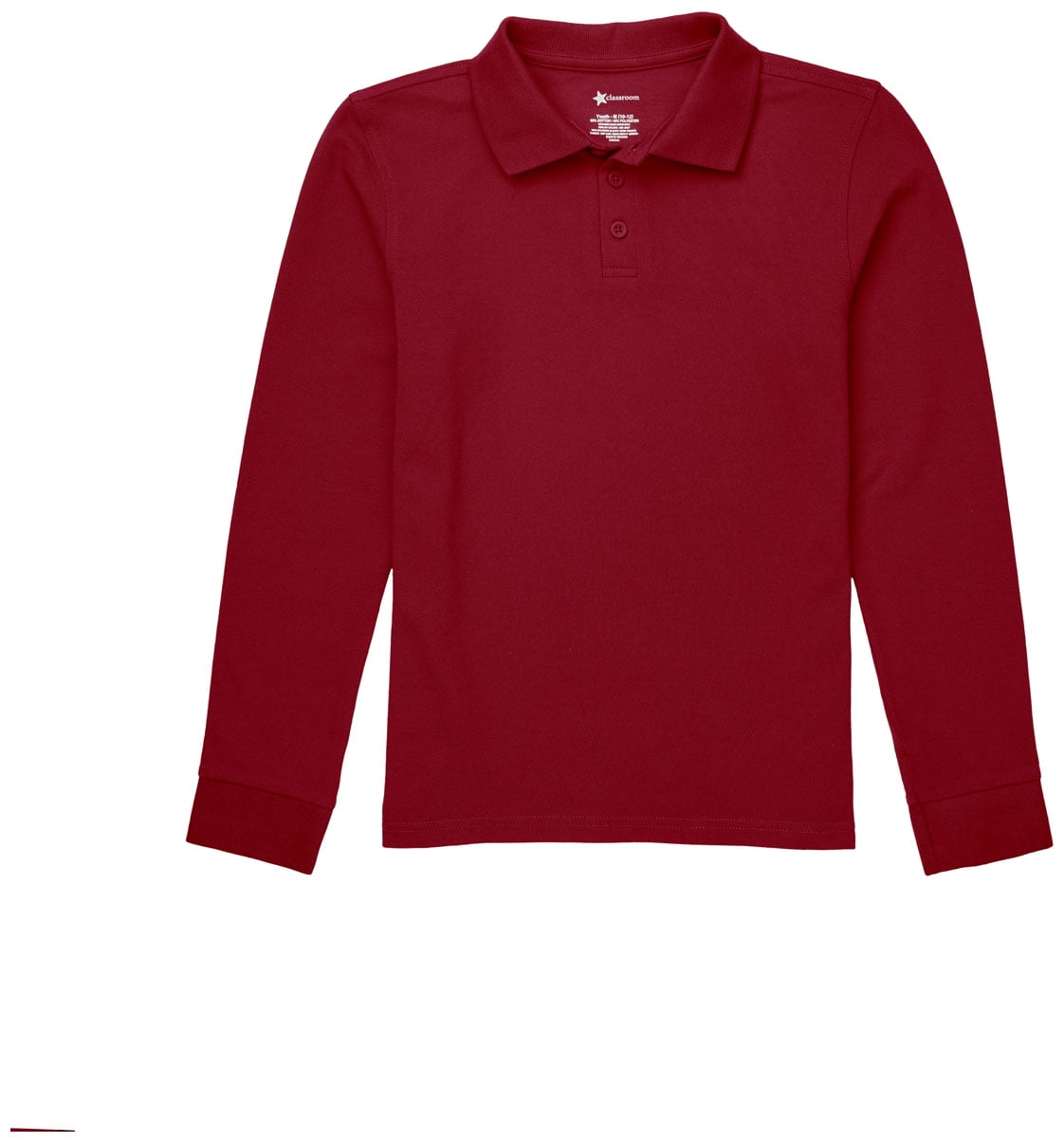 Classroom School Uniforms Adult Long Sleeve Pique Polo CR835X, L, Red ...