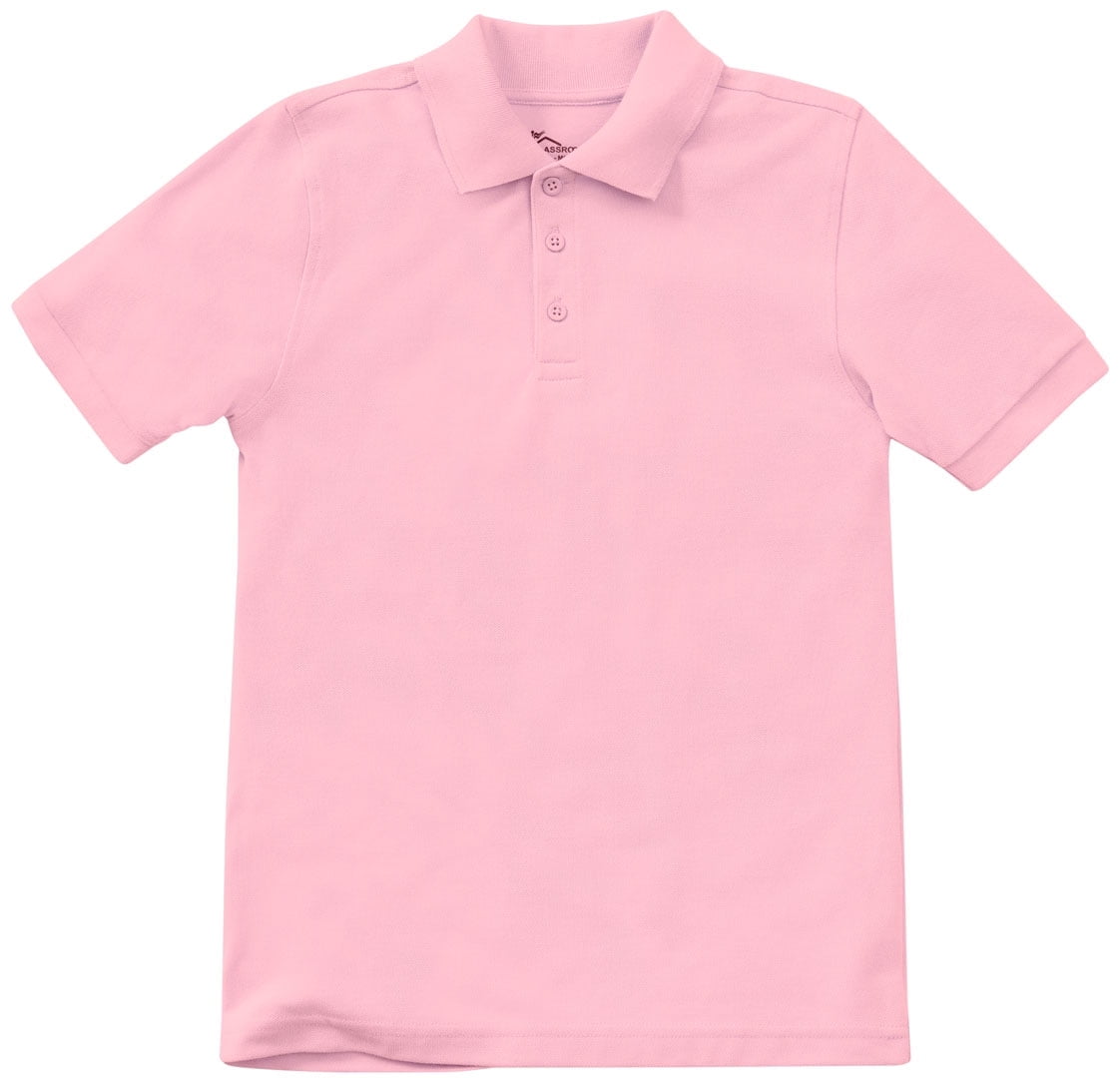 Classroom School Uniforms Adult Short Sleeve Pique Polo CR832X, M, Pink ...