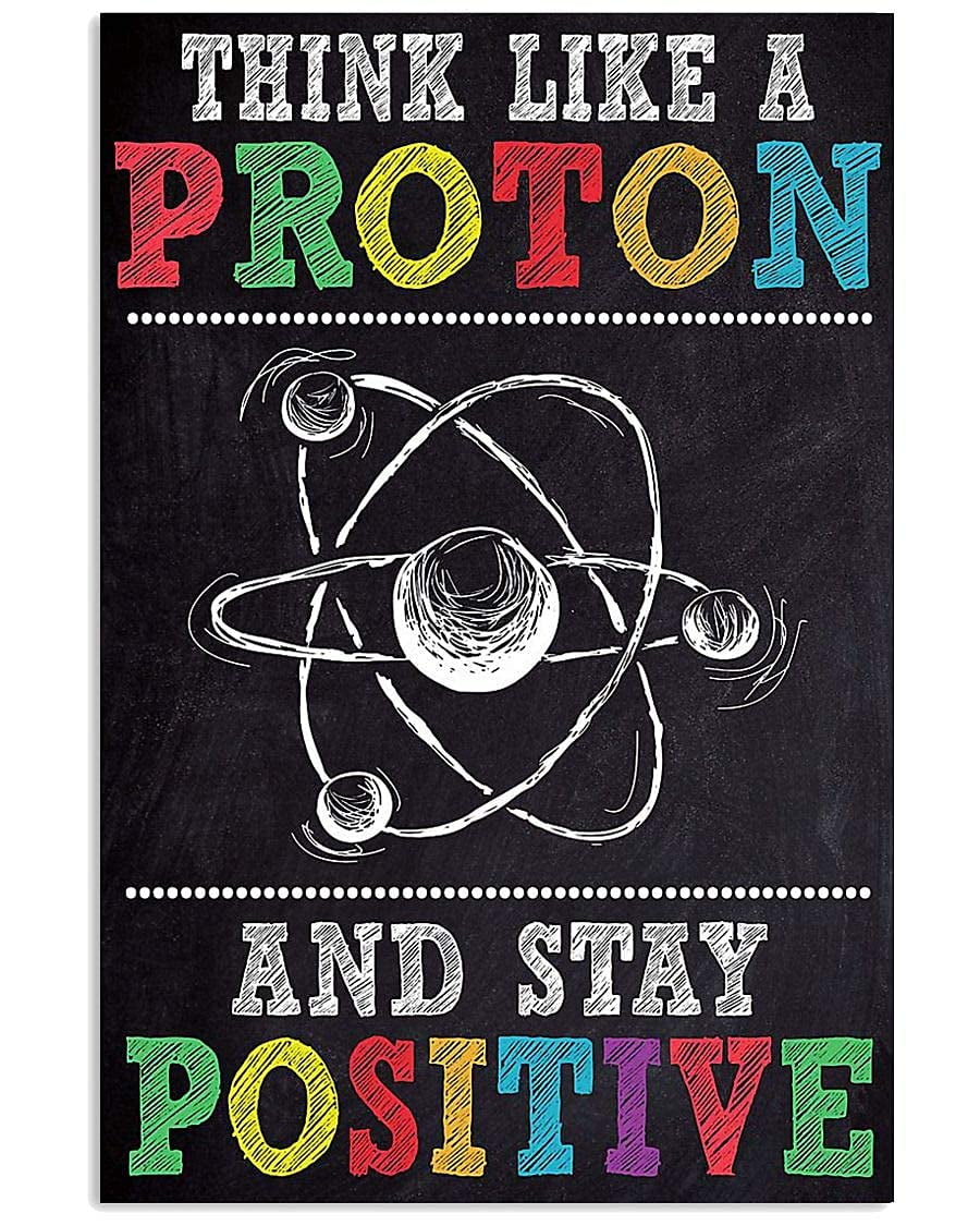 Classroom Science Metal Signs Think Like A Proton And Stay Positive ...