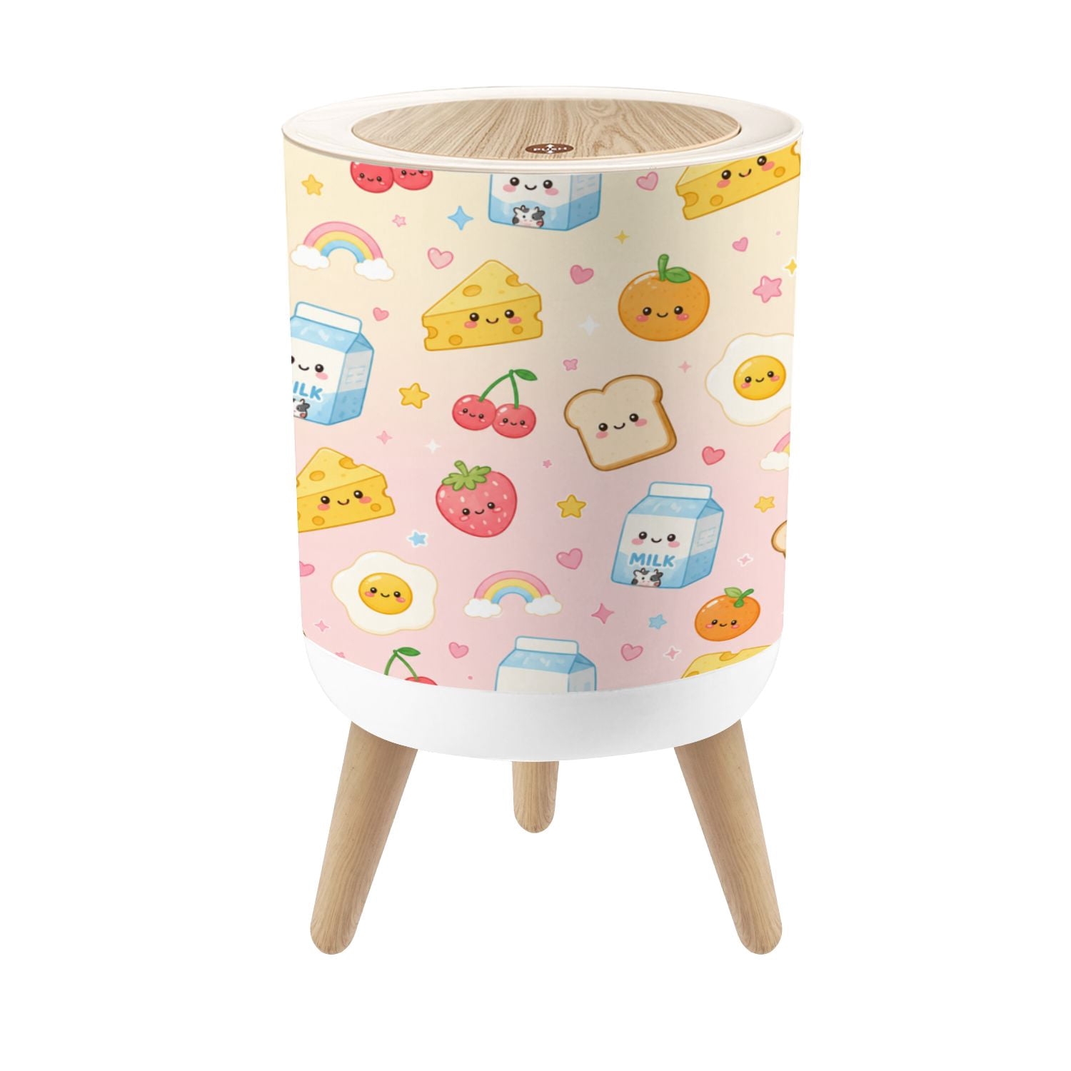 Classroom Small Trash Can with Lid Cute Kawaii Food Characters Milk ...