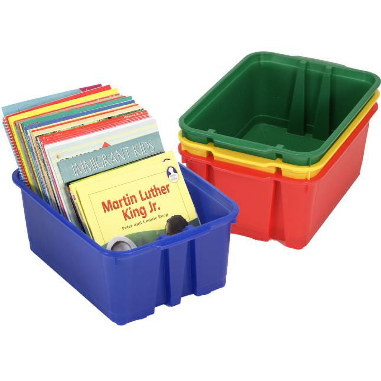 Classroom Stacking Bins - Primary Colors - 4 bins - Walmart.com
