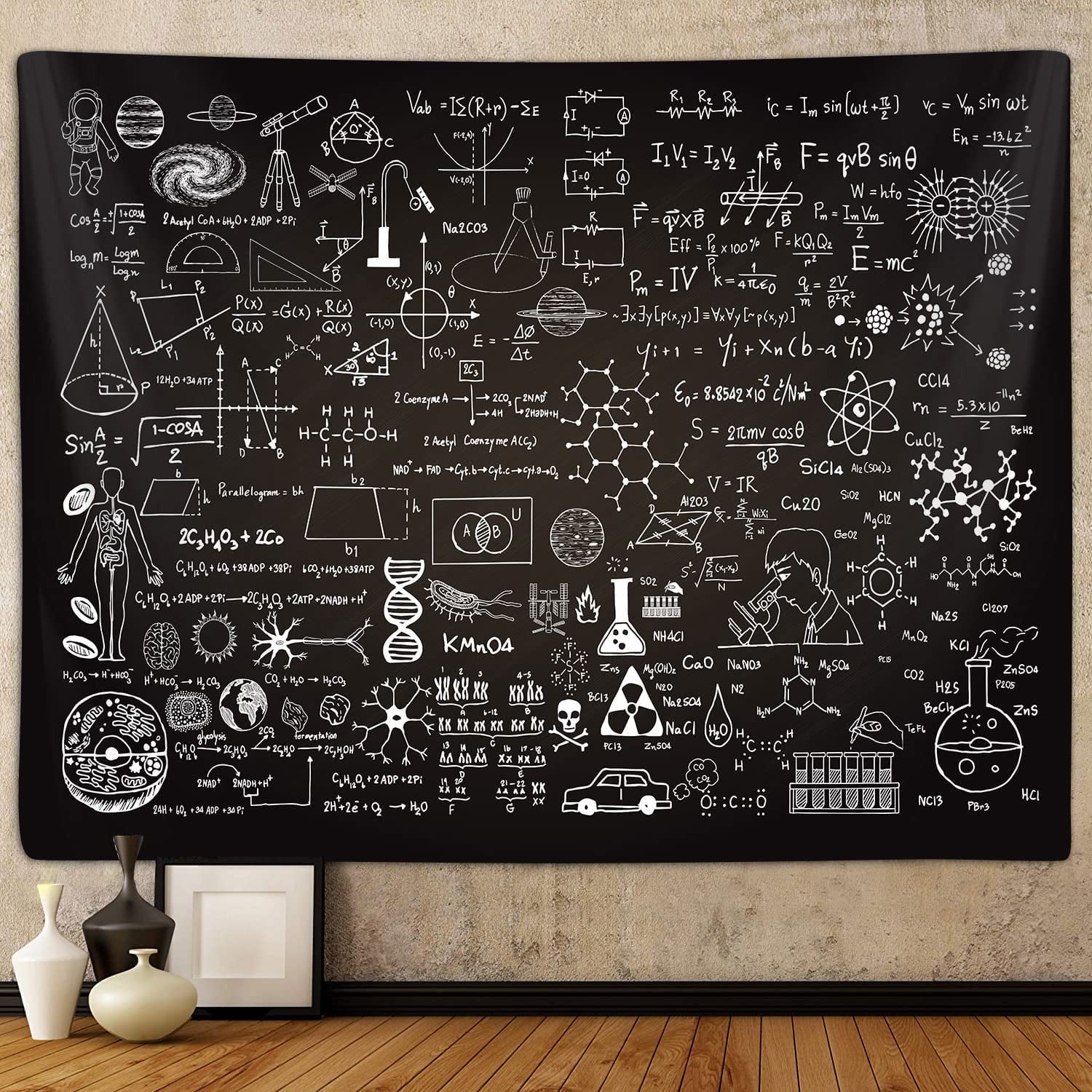 Classroom Tapestry for Science Lab Backdrop Decorations, Math Science ...