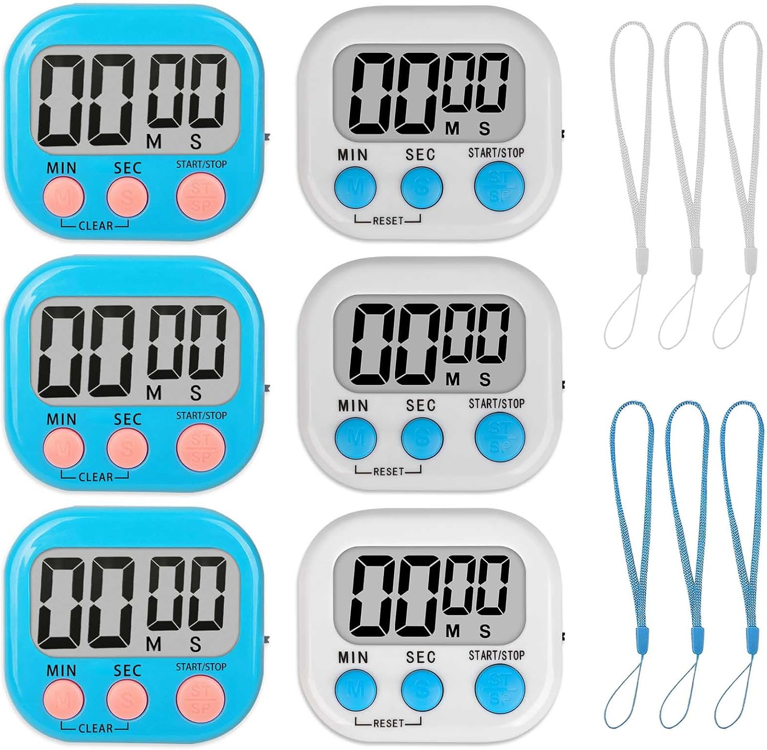 Classroom Timer for Kids Teachers 6 Pack Digital Timers, Blue & White ...