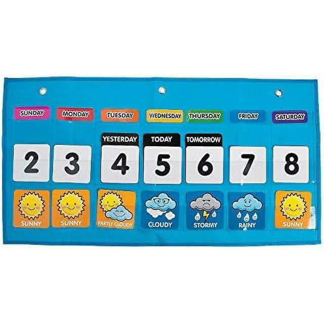Classroom Weather Pocket Chart - 105 Pieces - Educational And Learning ...