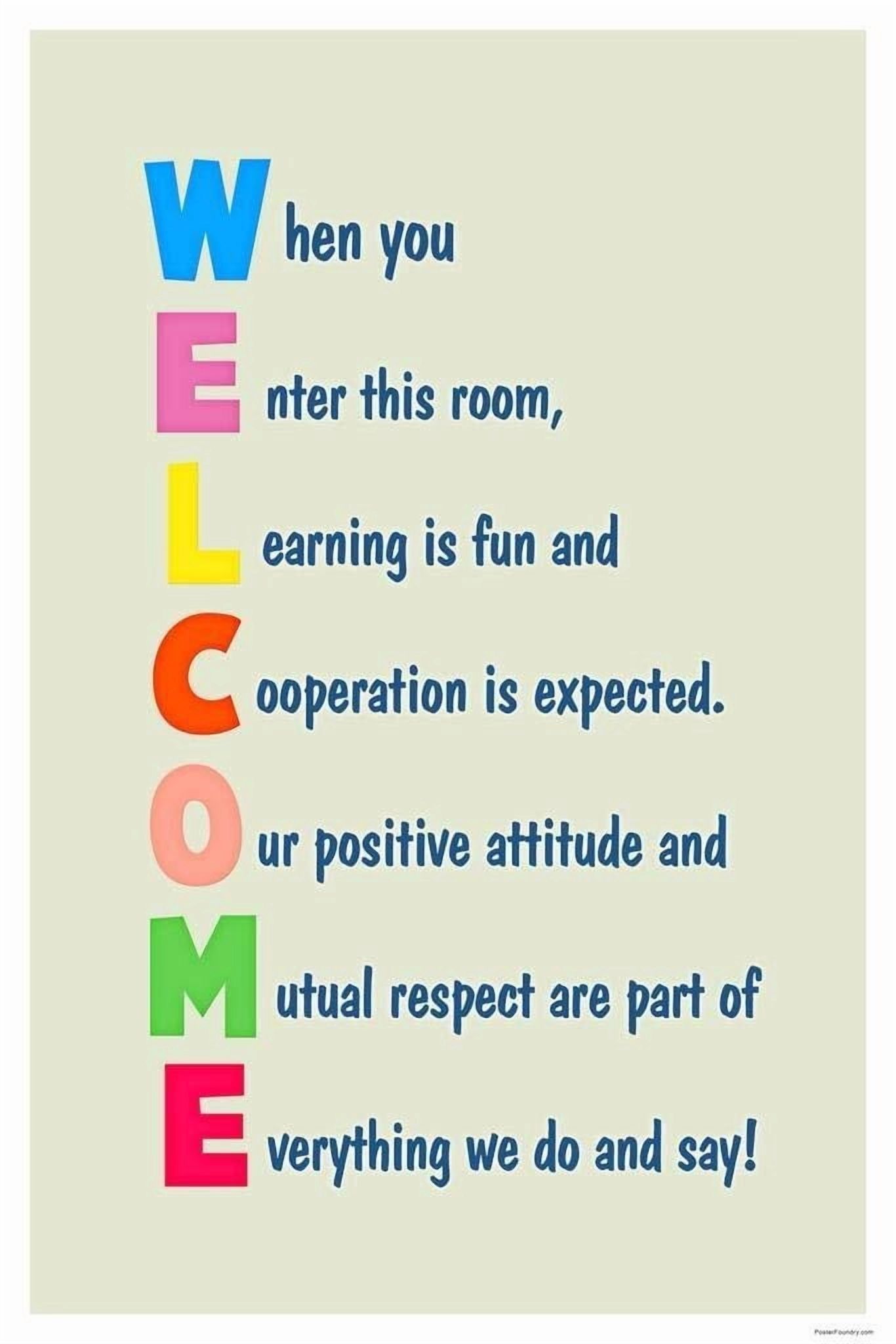 Classroom Welcome Teacher Motivational Inspirational Rules Teacher ...