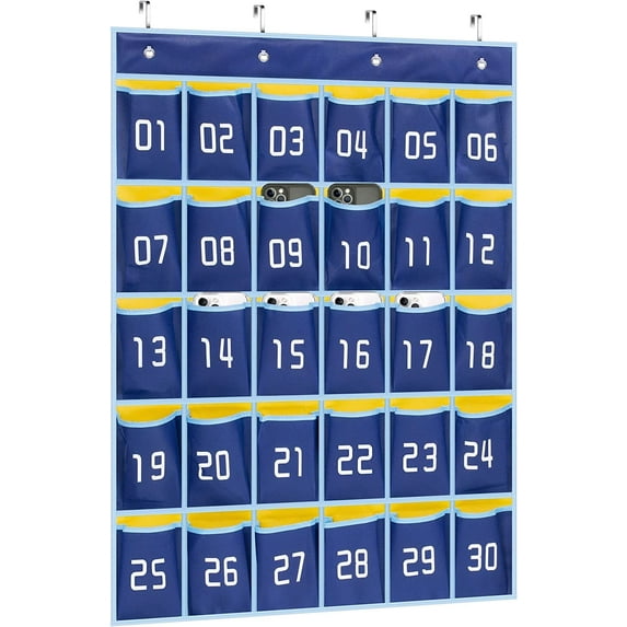 Classroom cell phone organizer, 30 numbered pockets storage chart for ...