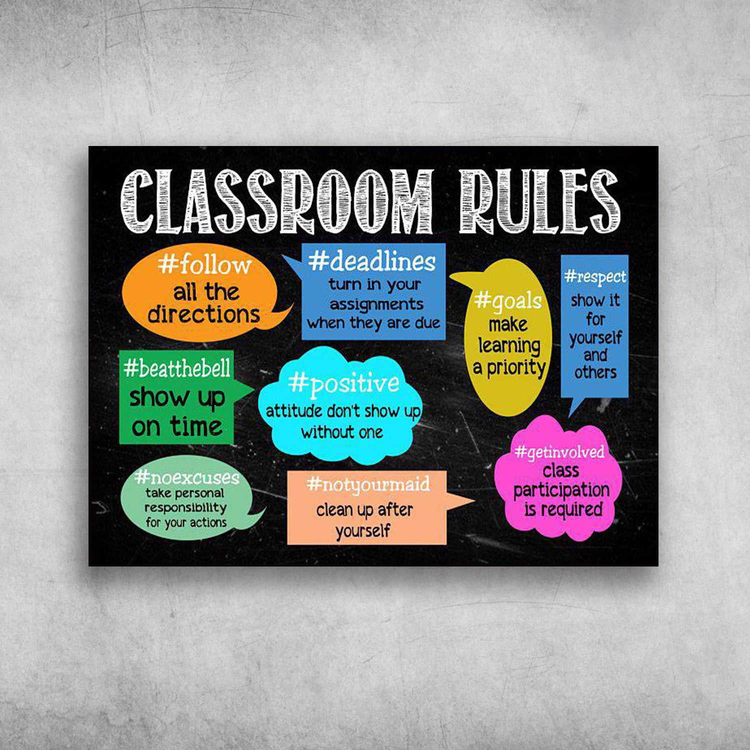 Classroome Rules, Follow All The Directions, Deadlines Turn In Your ...