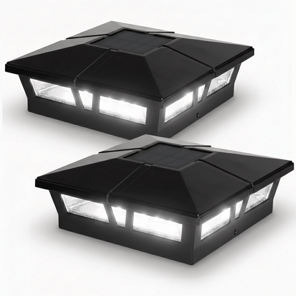 Classy Caps 6x6 Black Aluminum Cambridge Solar Post Cap (Set of 2 ...